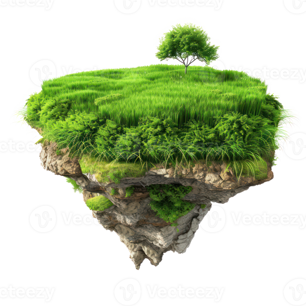 Floated Green Grass Island Isolate On Transparency Background 51321562 Png