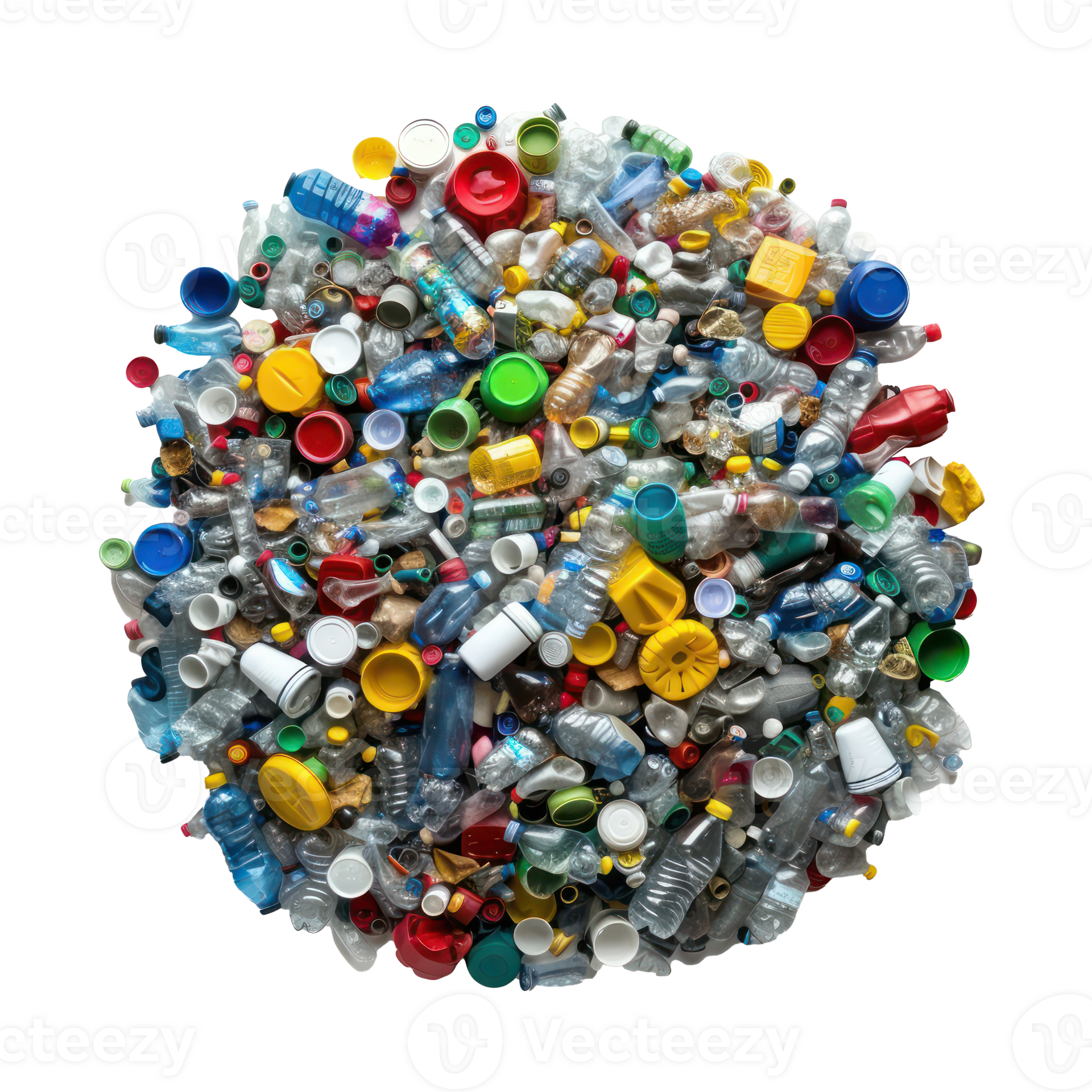 Pile of plastic trash bottle top view full length isolate on transparency background 51321585 PNG