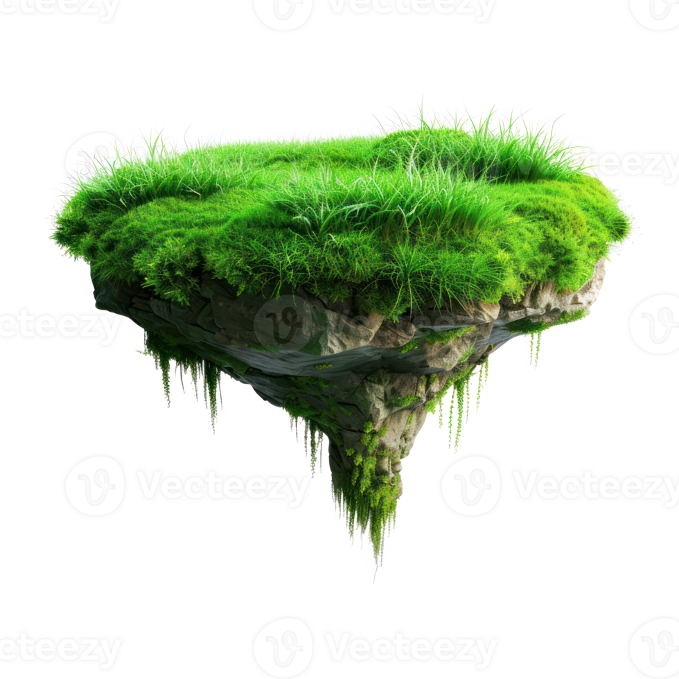 Floated Green Grass Island Isolate On Transparency Background 51321953 Png