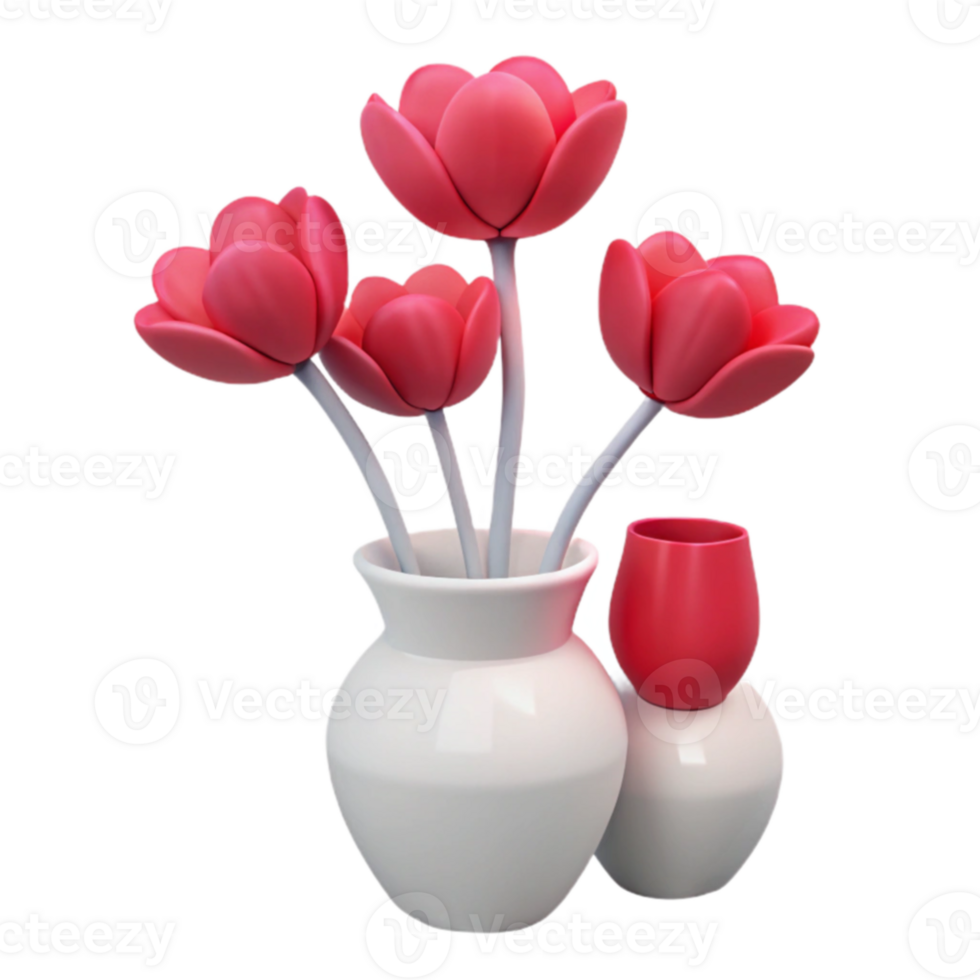 Cartoon Flowers in a White Vase 51323969 PNG