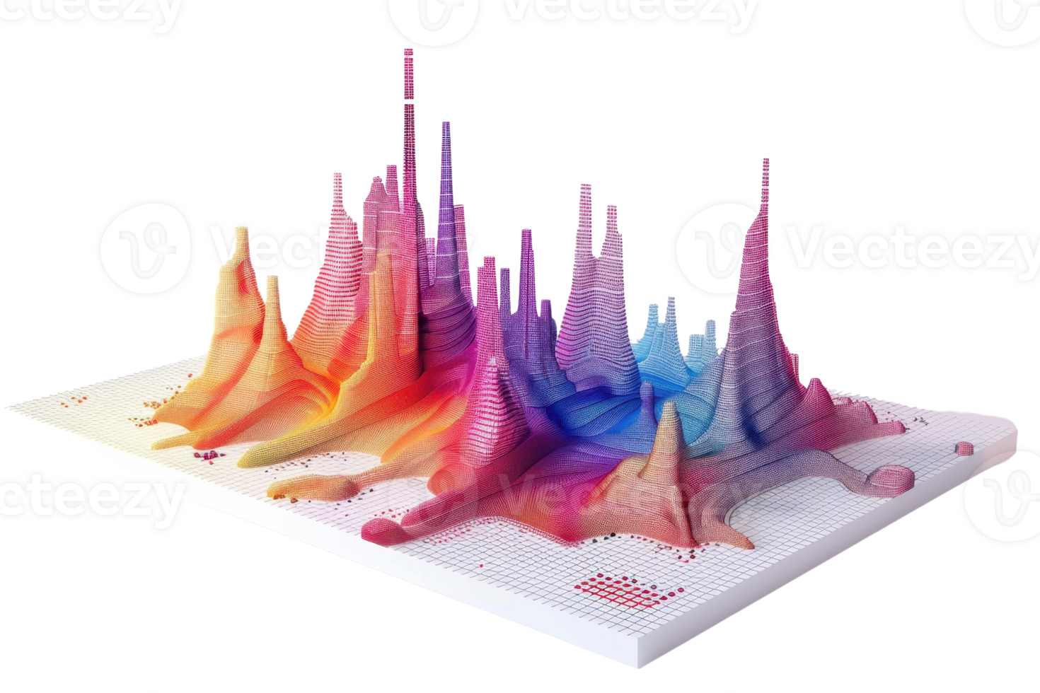Colorful 3d Data Visualization Graph On Grid Paper Representing Complex
