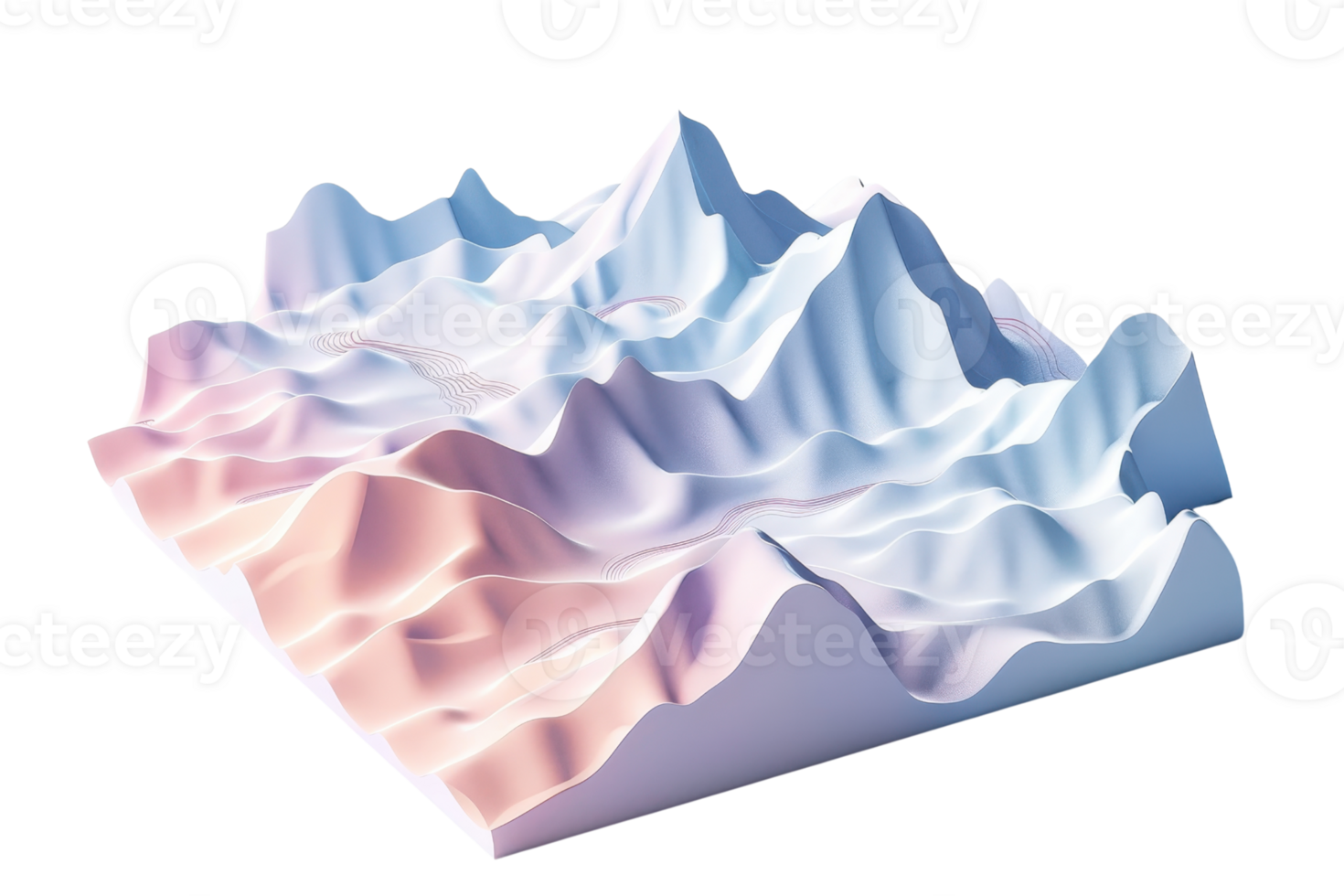 Abstract 3d Terrain Model With Smooth Gradient Colors Showcasing Peaks