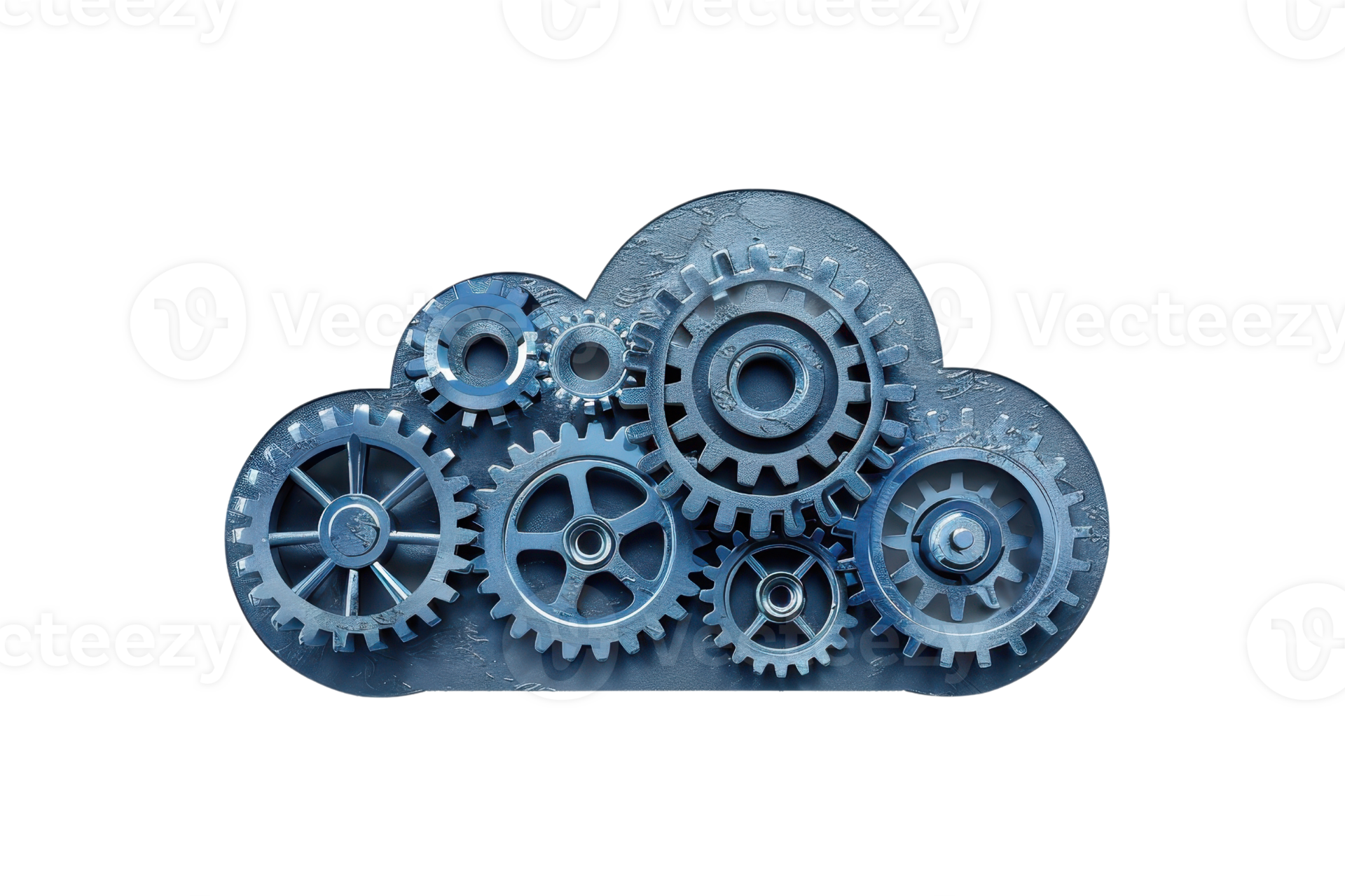 Conceptual Image Of Cloud Computing With Interconnected Gears Symbolizing Technology