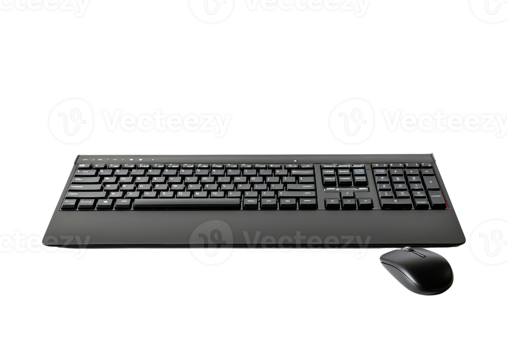 Wireless black keyboard and mouse set on transparent background. ideal ...