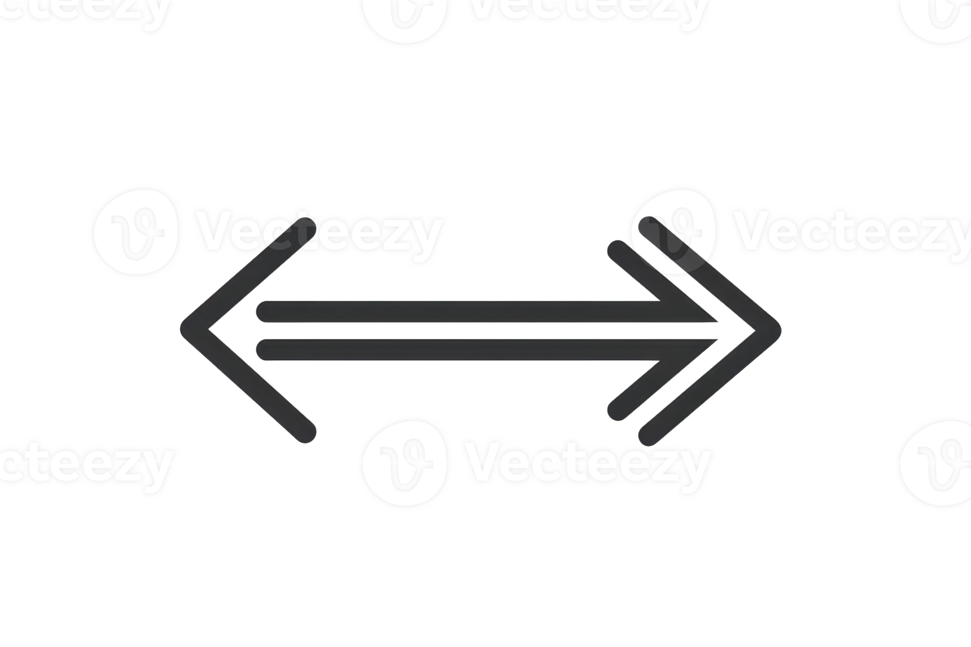 Double-ended black arrow icon on a transparent background, symbolizing direction, choice, or ...