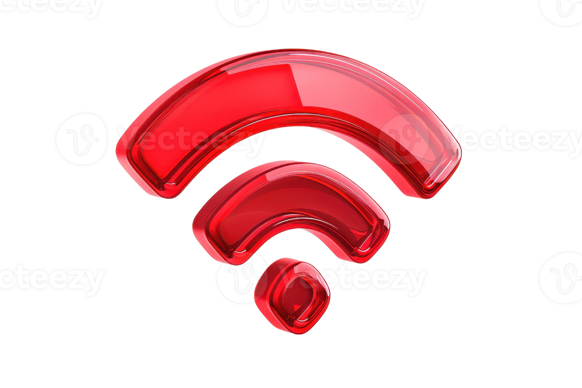 Glossy Red Wi Fi Symbol Icon Representing Internet Connectivity And Wireless Network In A Modern
