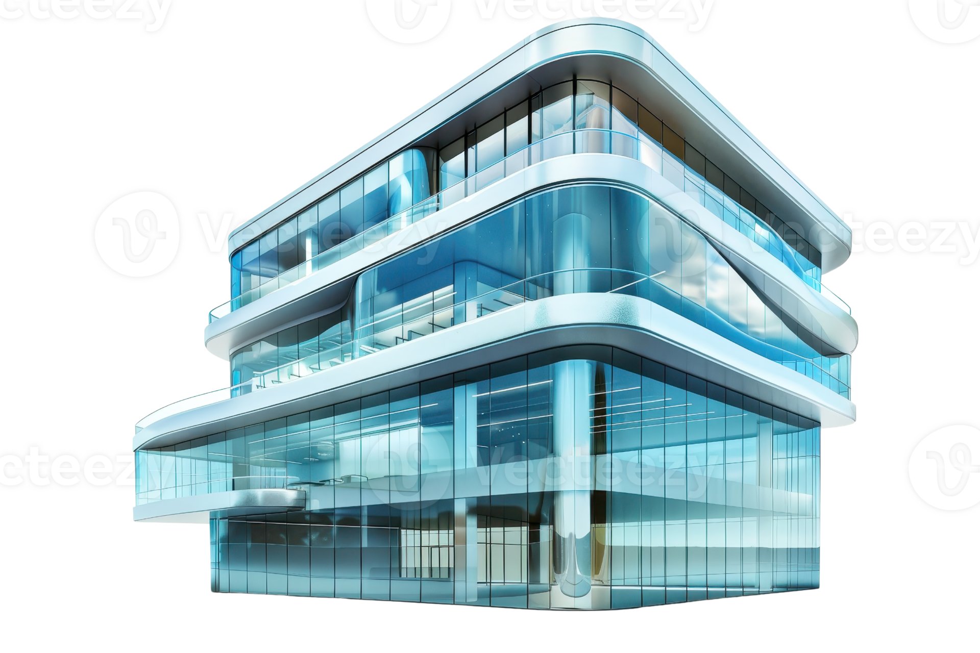 Modern glass office building with futuristic architectural design ...