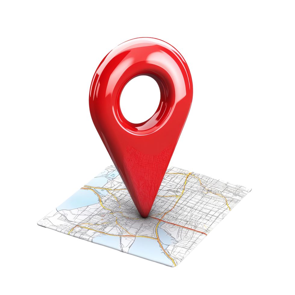Red location pointer symbolizing a specific address on a map in a modern design, 3d red pin ...