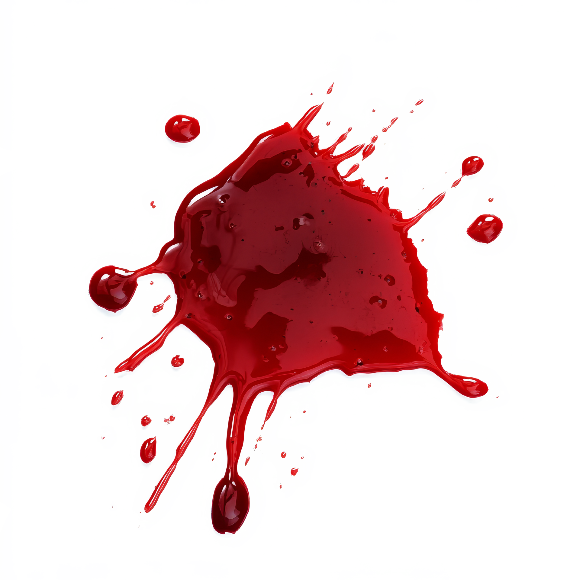 Realistic blood stain on transparent surface depicting a dramatic scene of potential injury or ...