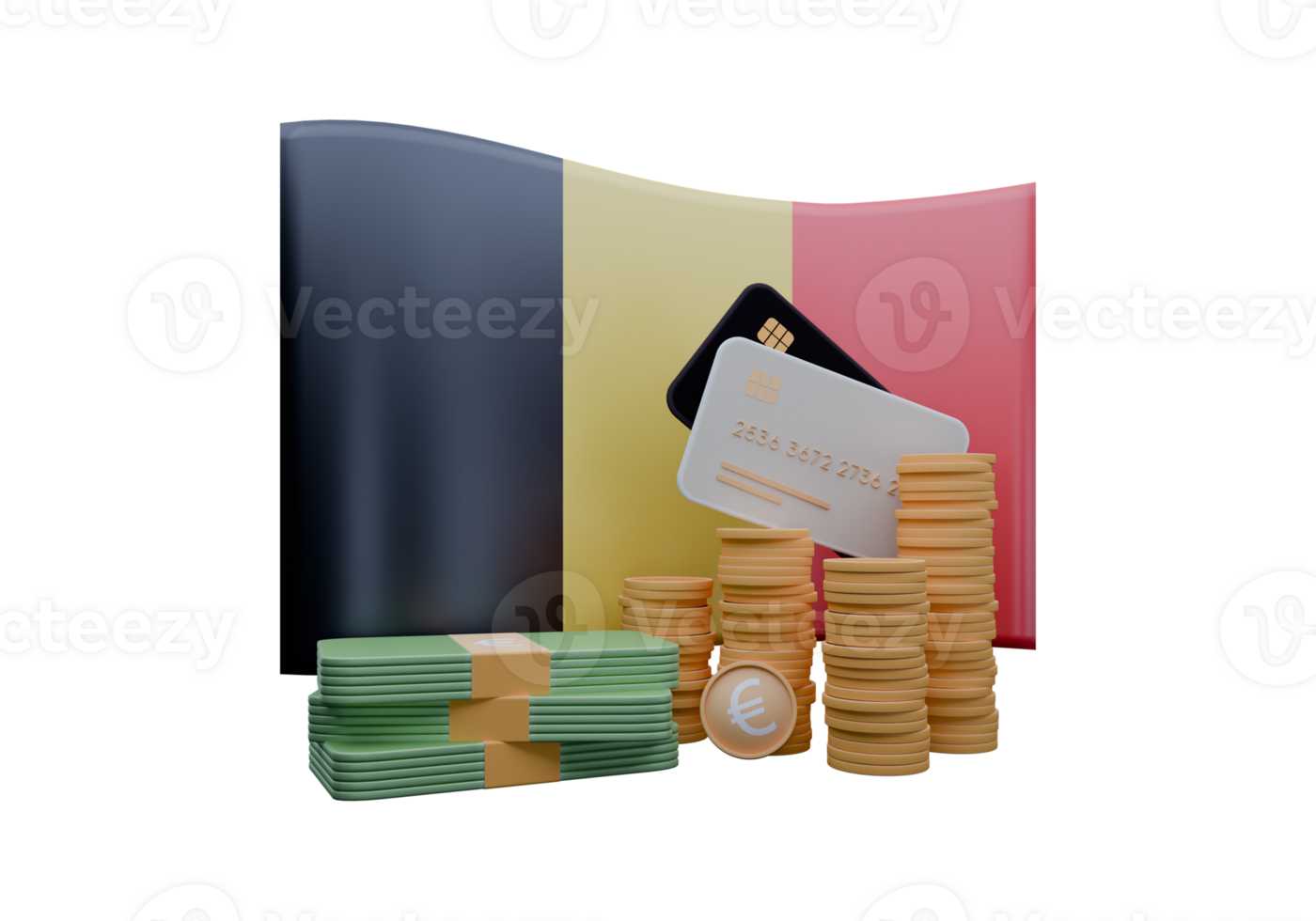 Outstanding 3d Render Illustration Of Belgium Flag And Currency Called