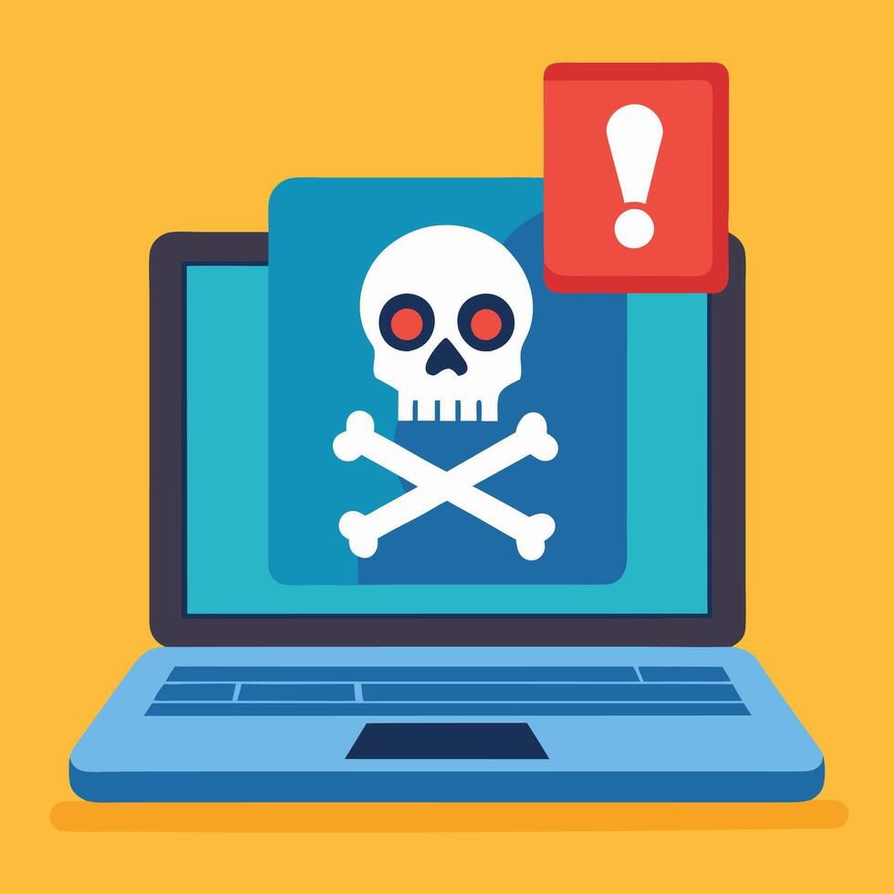Alert Notification Notice On Laptop Computer Malware Caution Concept