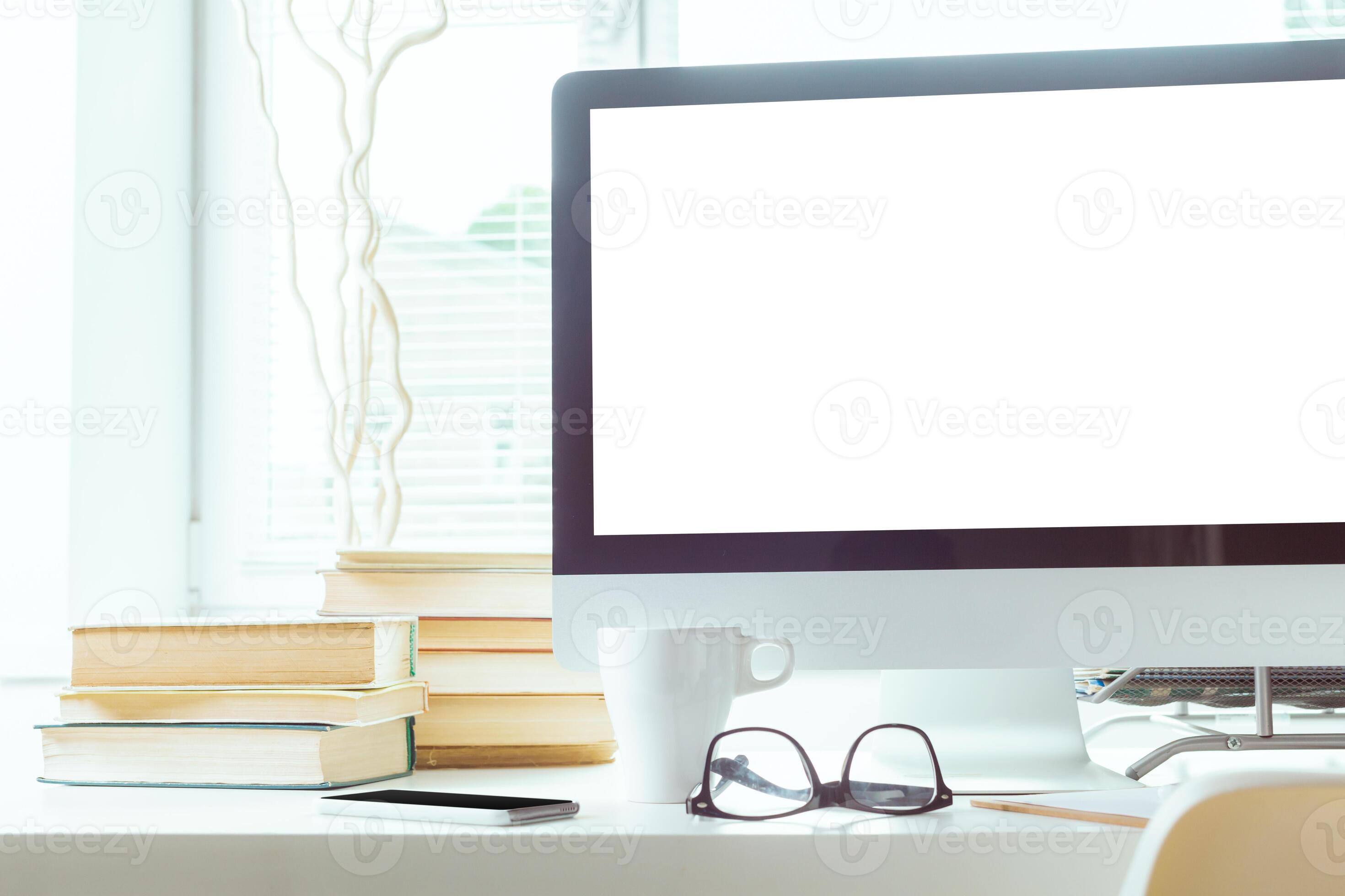 working table with computer 51347538 Stock Photo at Vecteezy