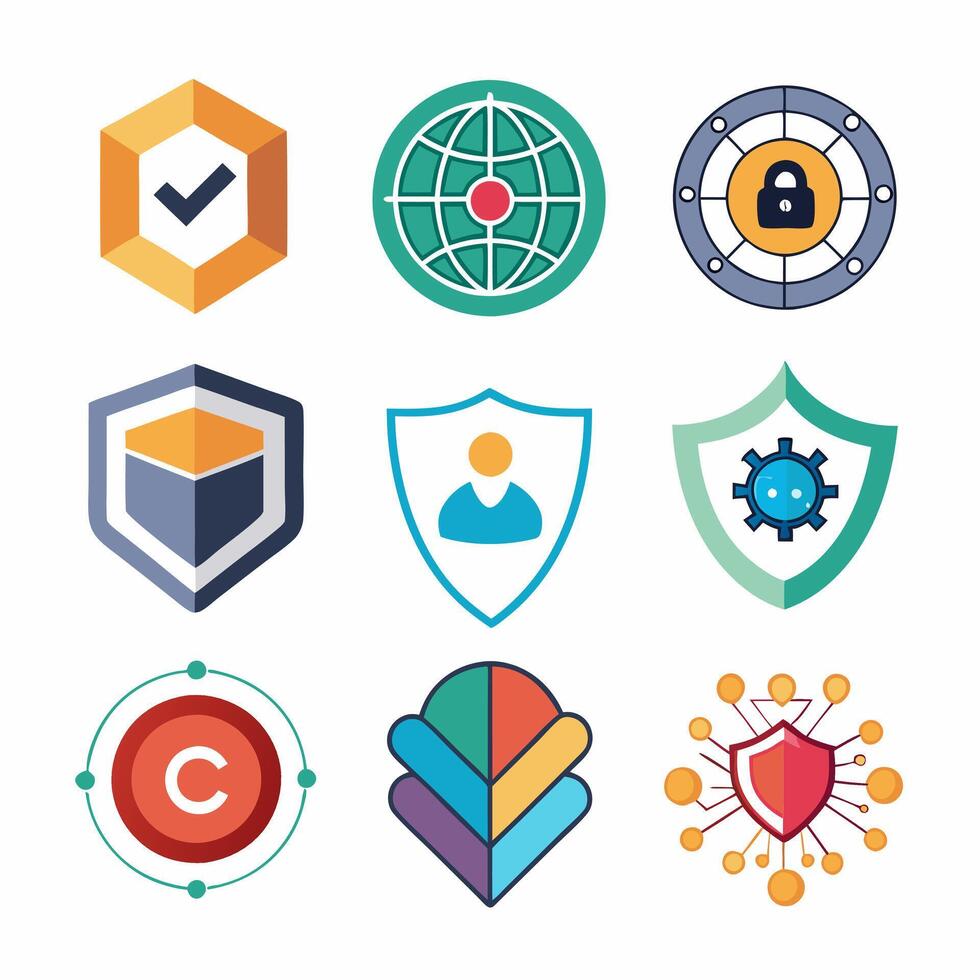 A set of different types of security and security related icons ...