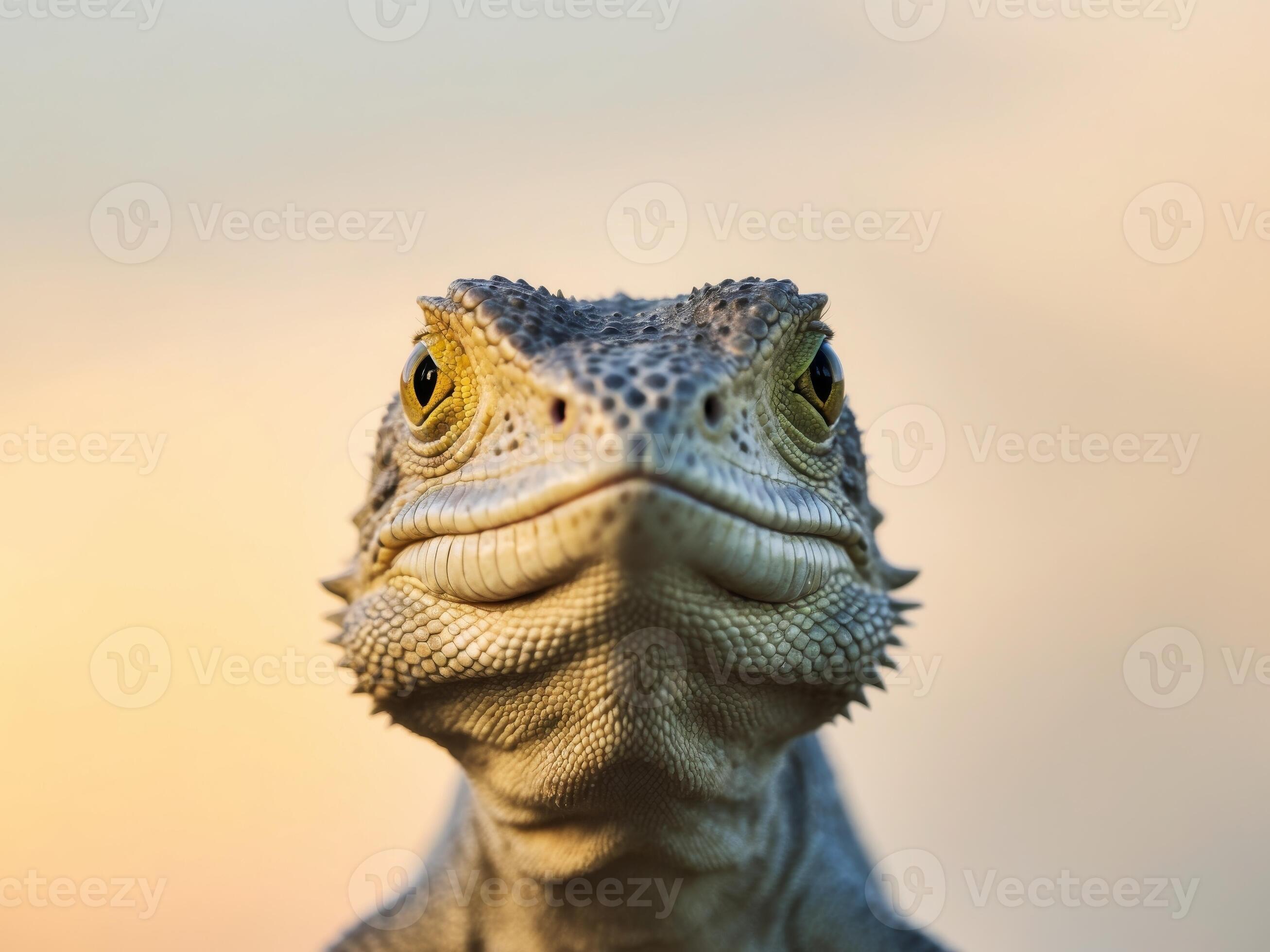 A close up of a lizard's face with a yellow background 51360669 Stock Photo at Vecteezy
