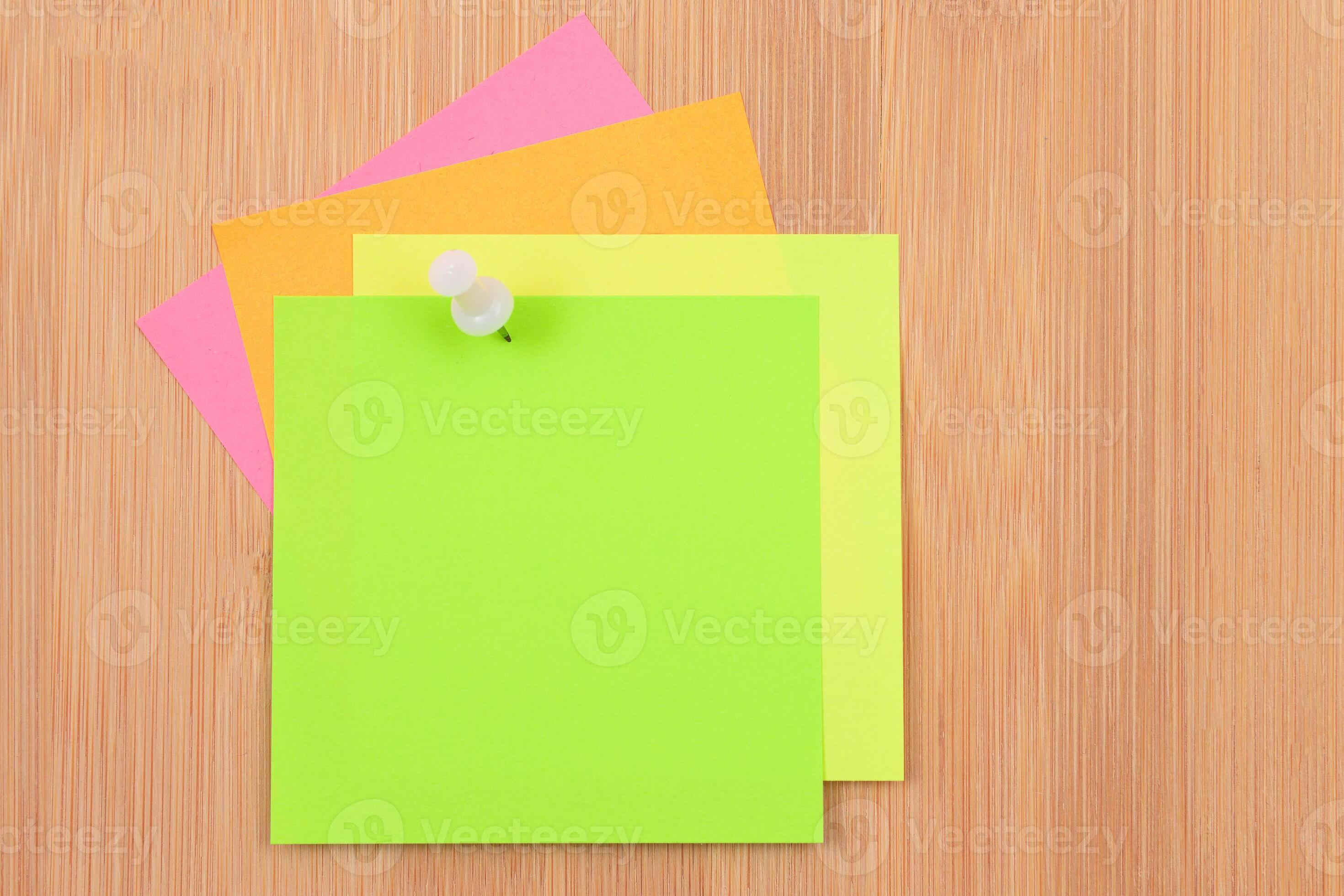 Colored Sticky Notes with Copyspace Pinned to the Wooden Message Board ...