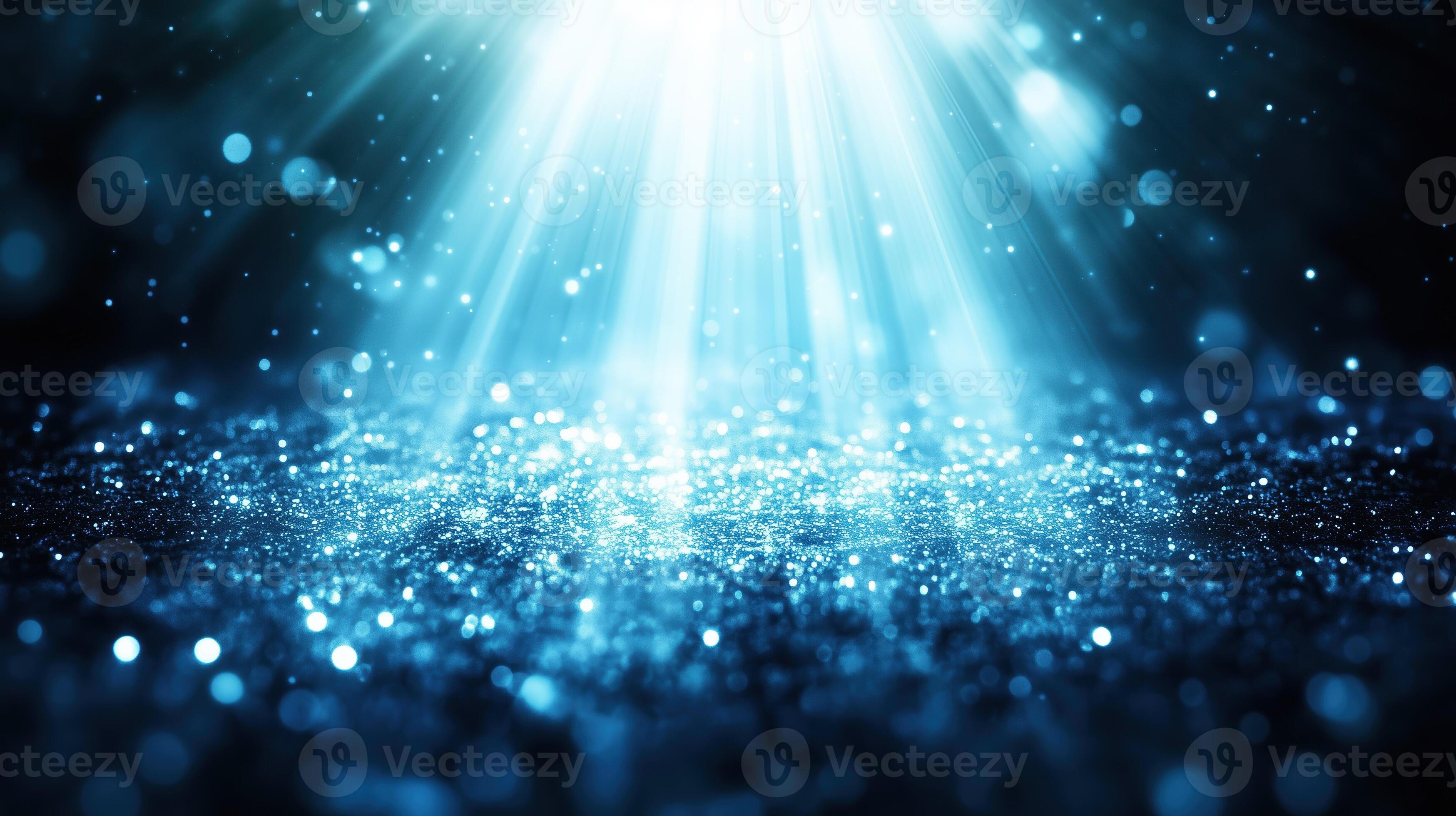 mesmerizing display of shimmering blue light beams illuminating sparkling surface, creating ...