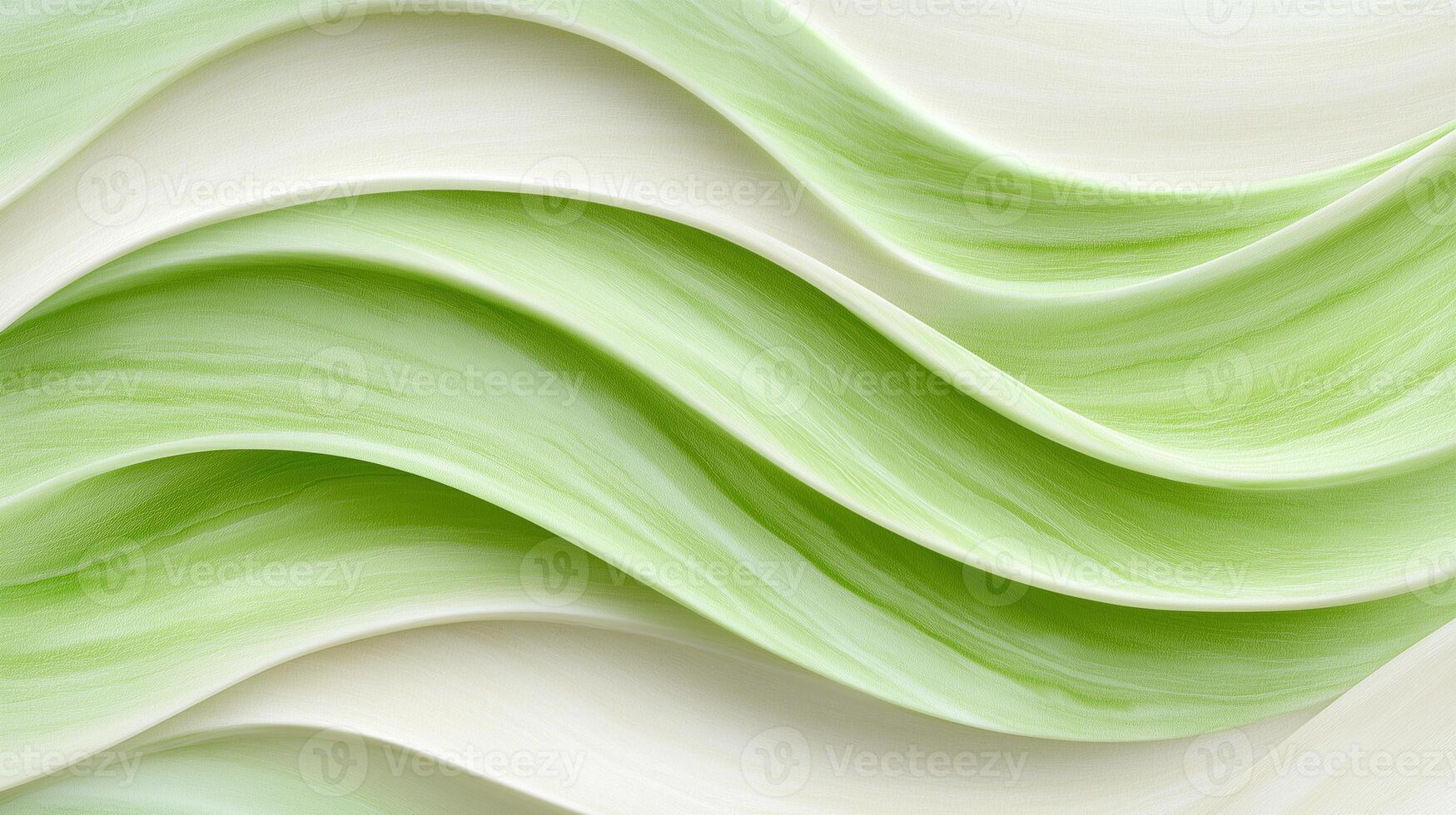 Soft Flowing Waves Of Green And White Create Serene And Calming Abstract Design Evoking Sense