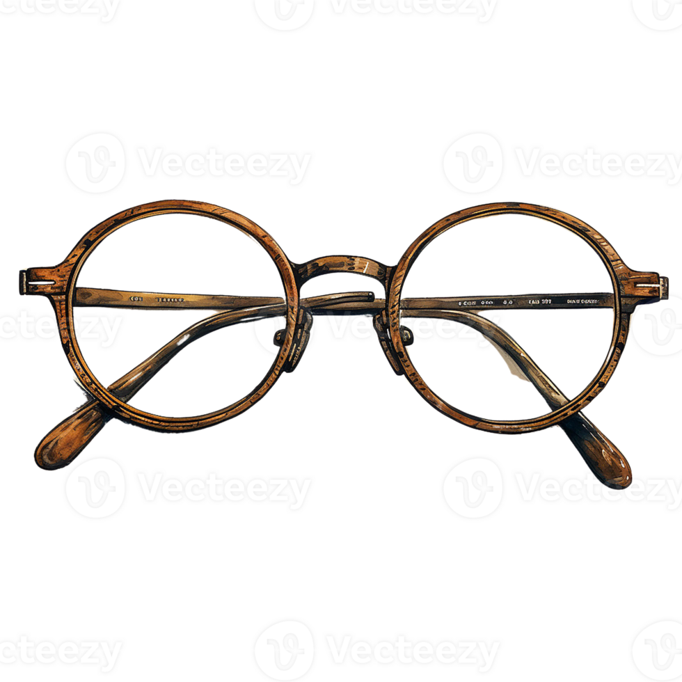 Stylish Round Glasses Displayed Watercolor Style 51421155 Png