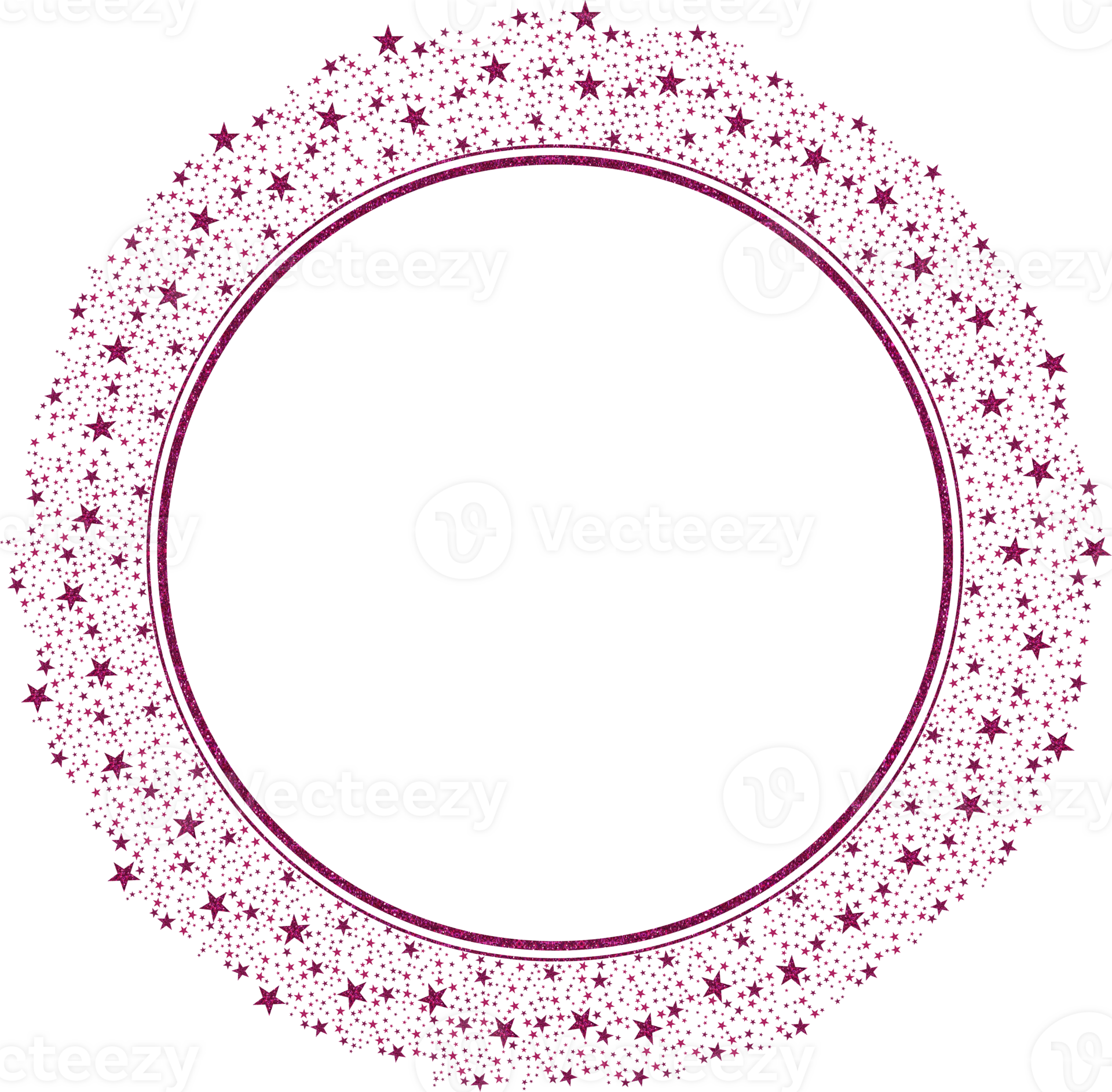 Fuchsia Pink Circle Frame With Beautiful Sparkling Stars 51421333 PNG