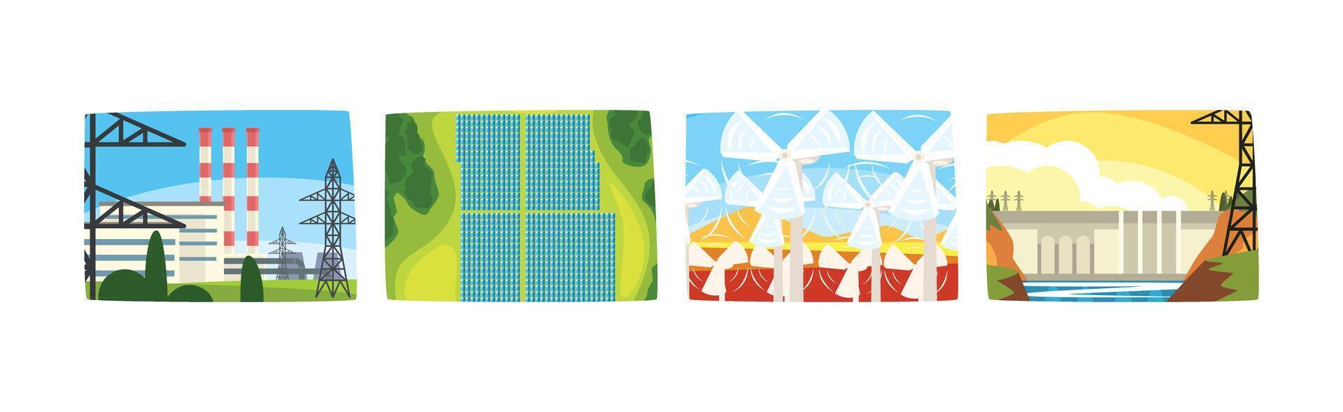 Power Station and Energy Source Generation Set 51424809 Vector Art at ...