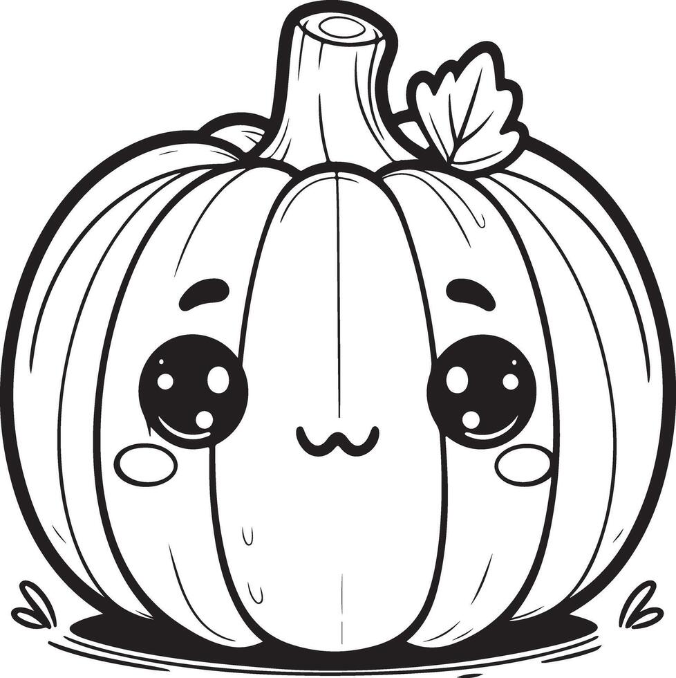 Kawaii pumpkin coloring pages 51428379 Vector Art at Vecteezy