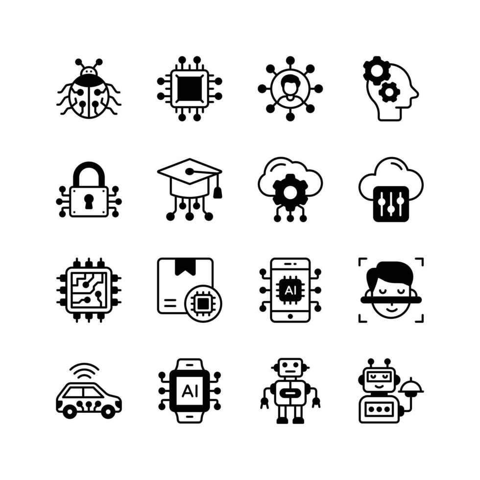 Get this amazing collection of artificial intelligence icons set 51432686 Vector Art at Vecteezy
