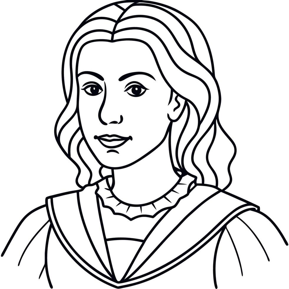 A Woman In A Dress Coloring Page 51438308 Vector Art At Vecteezy