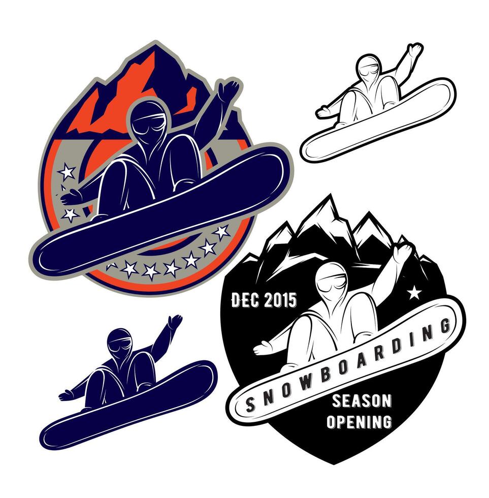 set badges for extreme sports snowboarding 51442372 Vector Art at Vecteezy