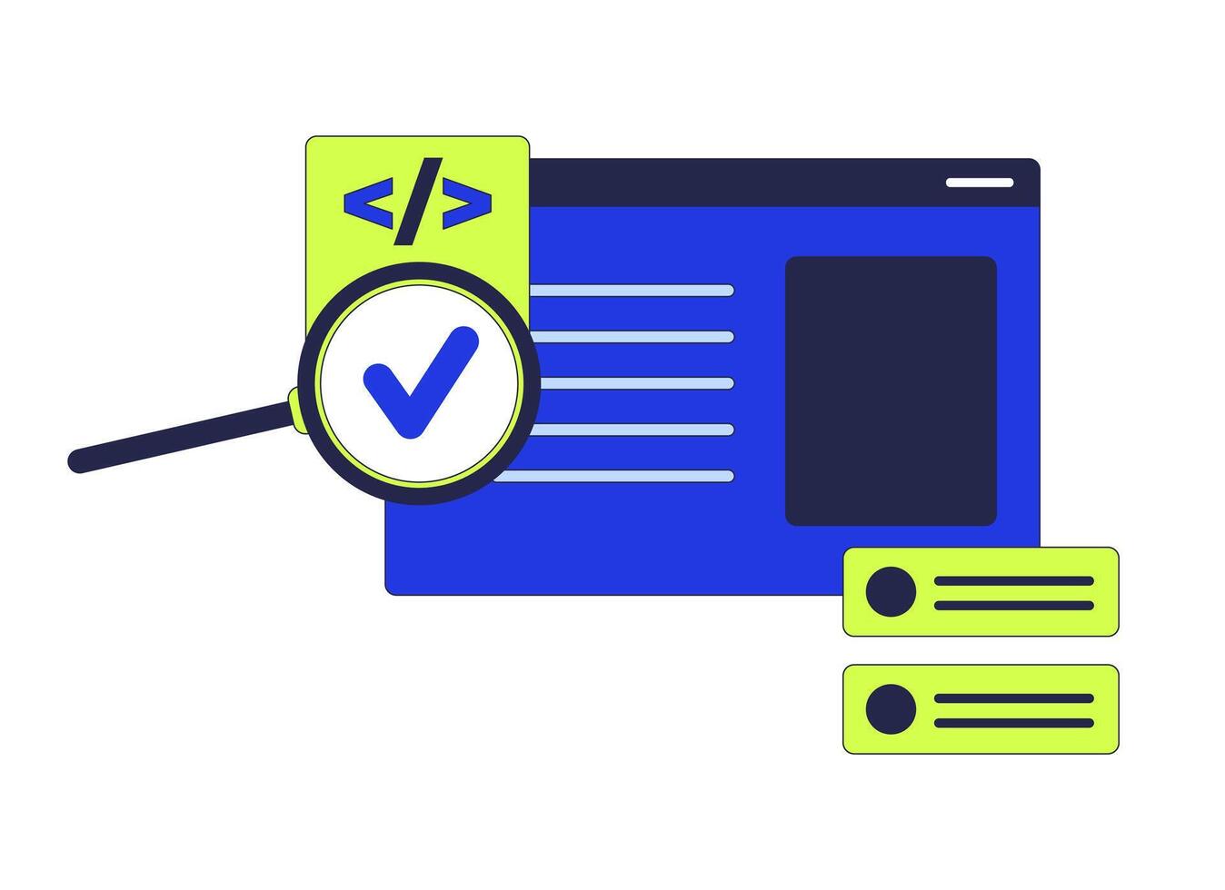 Evaluando Programación Código Con Lupa 2d Dibujos Animados Objeto Codificación Programa Lupa