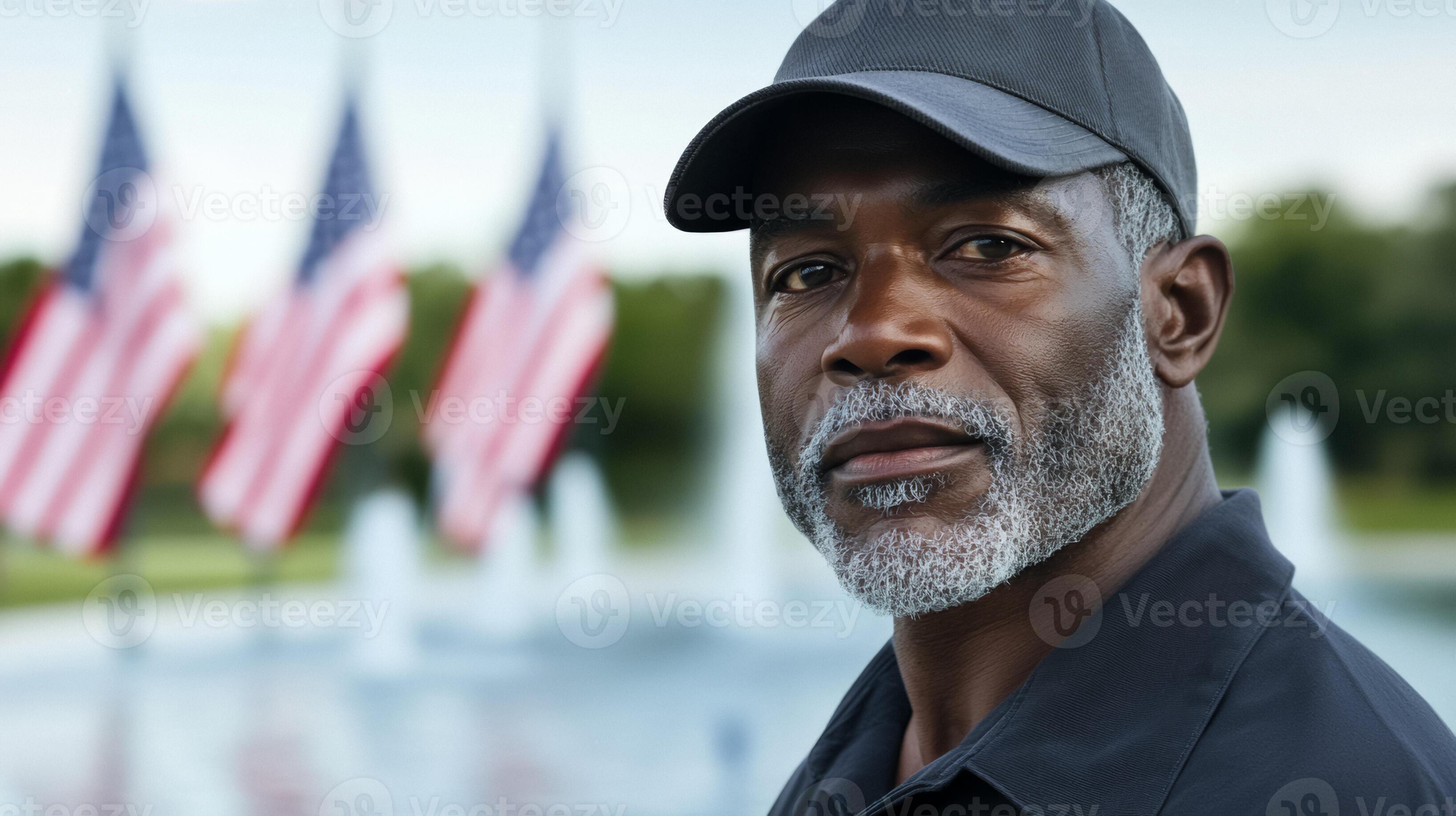 African American veteran at the World War II Memorial with fountains ... African American veteran at the World War II Memorial with fountains ...