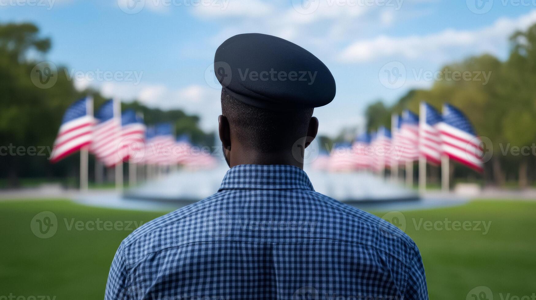 African American veteran at the World War II Memorial with fountains ... African American veteran at the World War II Memorial with fountains ...