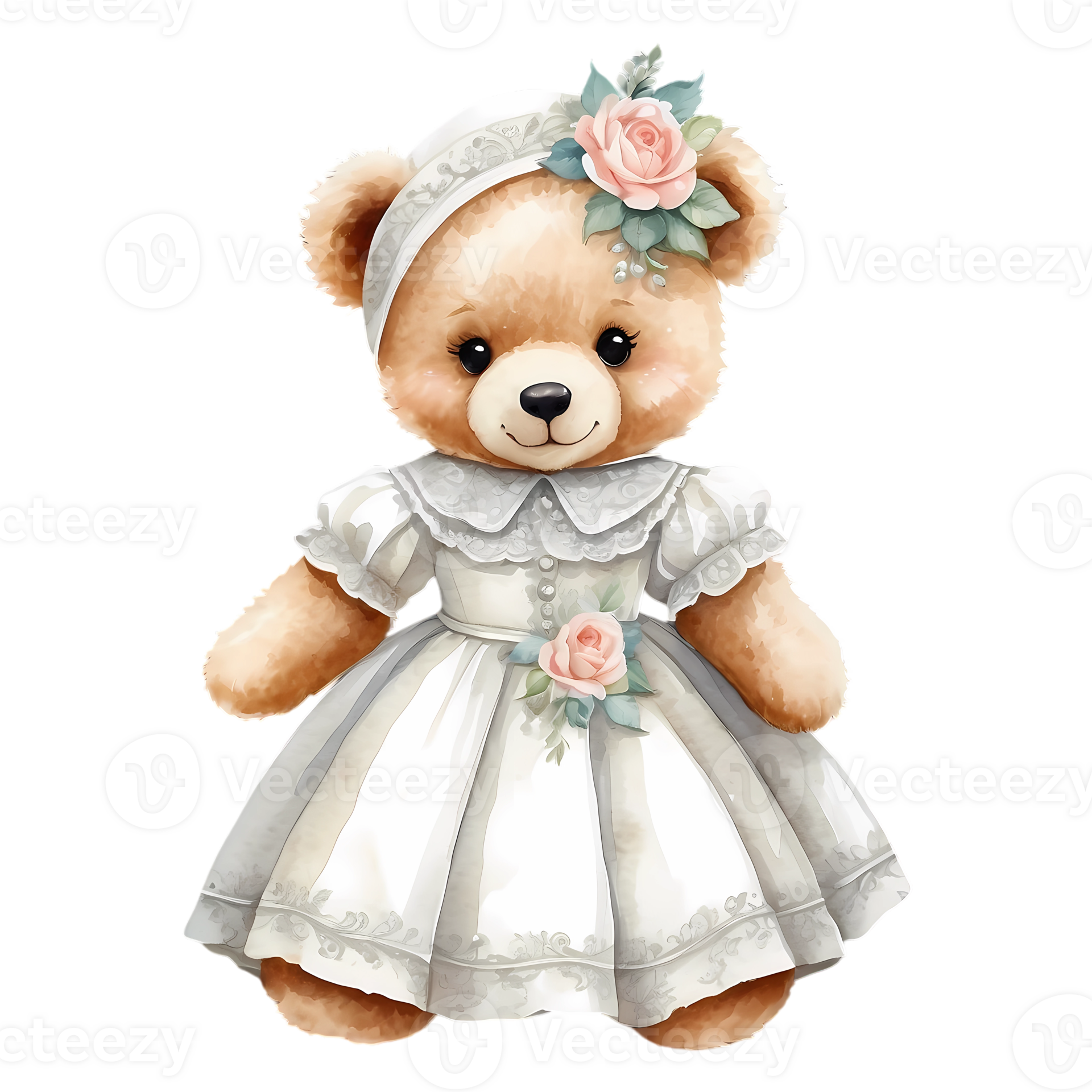 Watercolor Cute Teddy Bear Clipart. 51494594 PNG