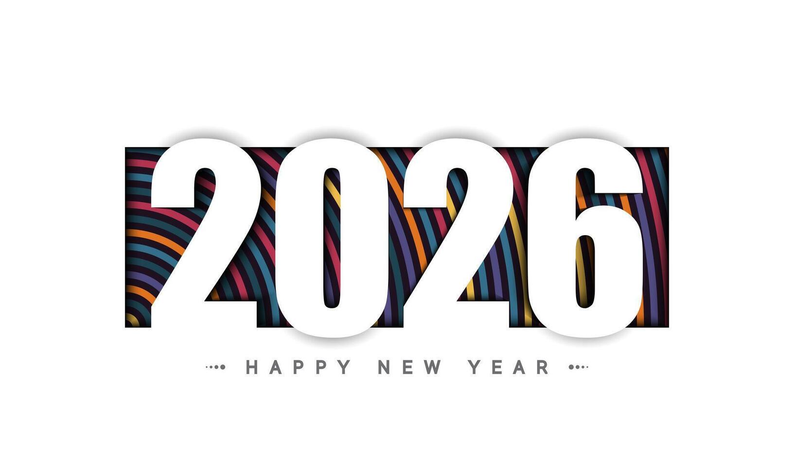 2026 Happy New Year Design with colorful lines and white background. 51532630 Vector Art at Vecteezy