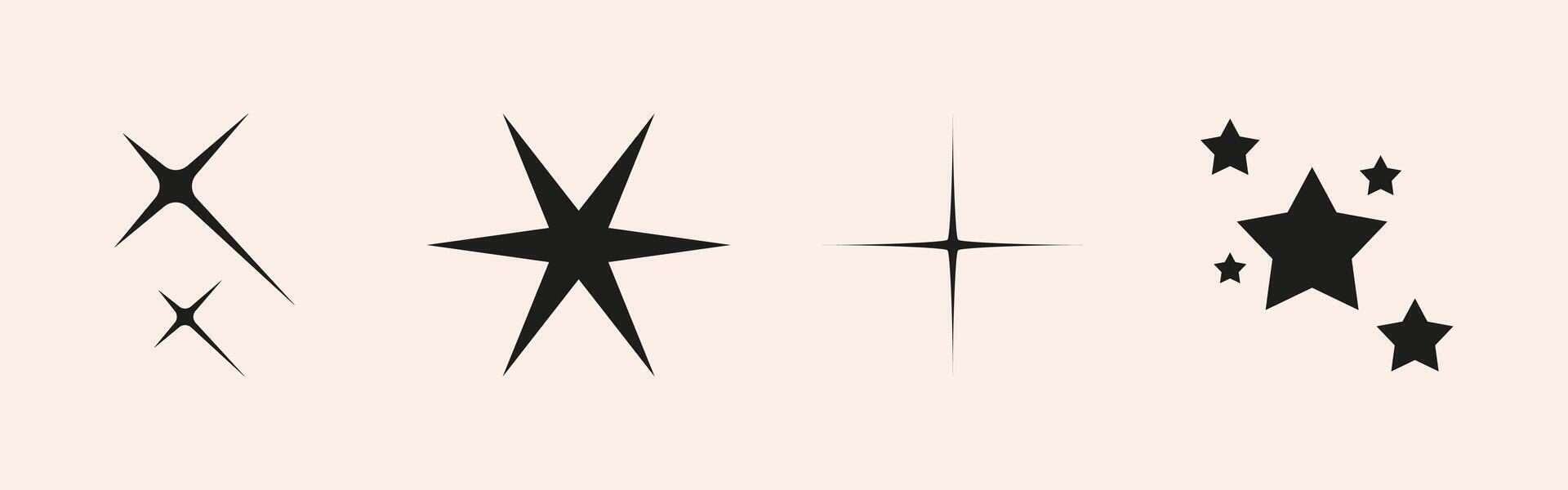 Set of shiny sparkle, star, sun shape. Abstract explosion, blink and glow effects for festive ...