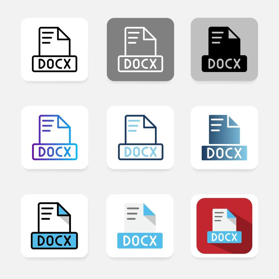 Set docx file format icons with a modern and clean look, suitable for ...