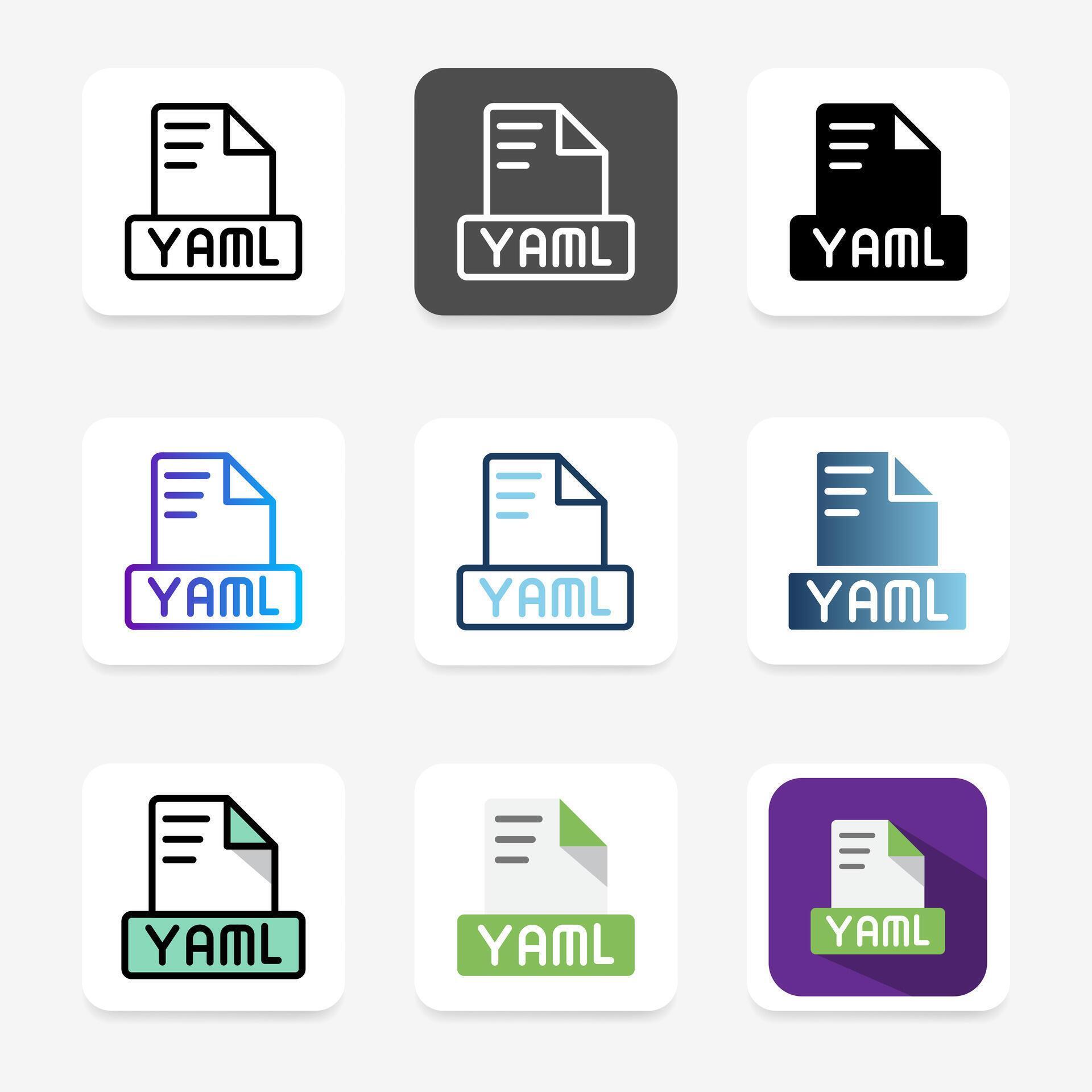 Set yaml file format icons. to clarify digital document types, file types, extensions and ...