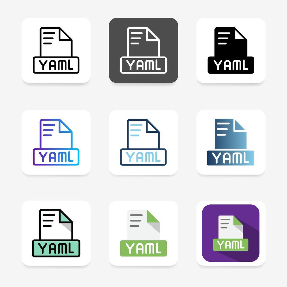 Set Yaml File Format Icons To Clarify Digital Document Types File
