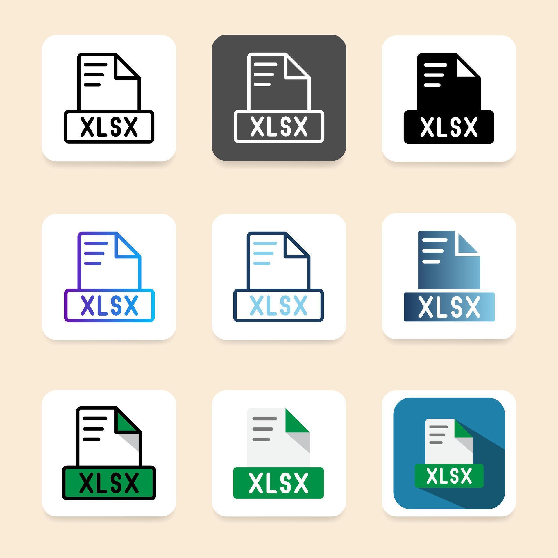 Set xlsx document format file icons. simple design for a responsive user interface. 51546679 ...