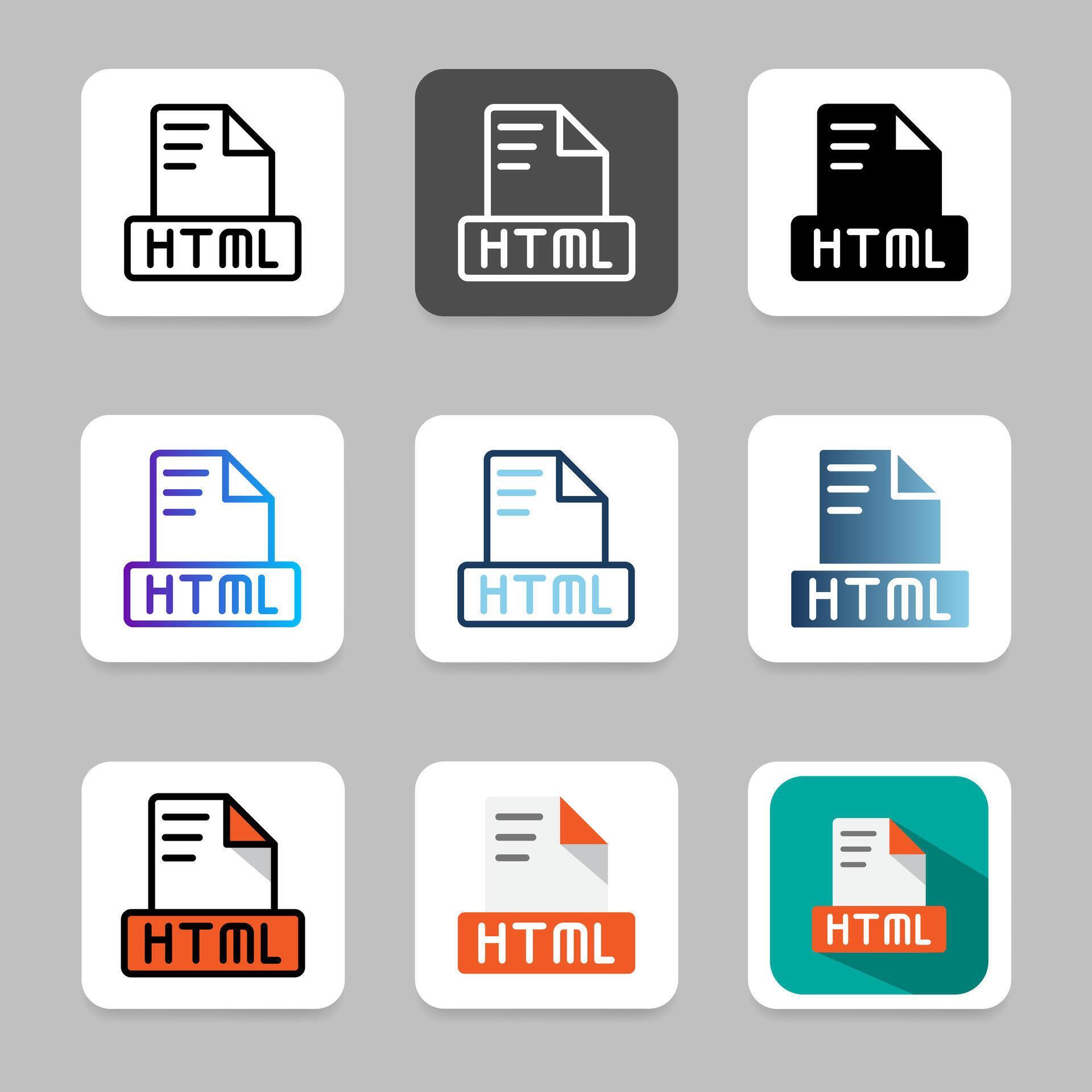Set Html Document File Icon Collection Icons Of Various File Formats With Modern Design