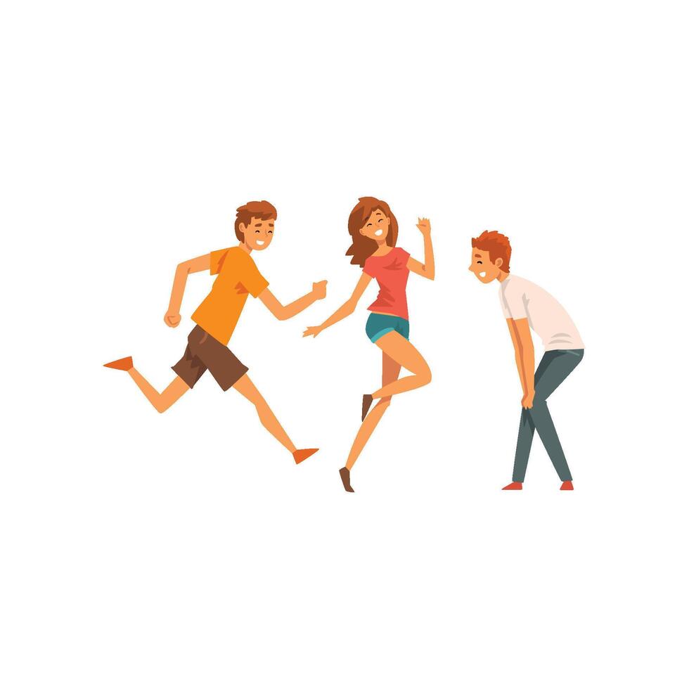 Friends Having Fun and Running Together, Male and Female Friendship Illustration 51548779 Vector ...