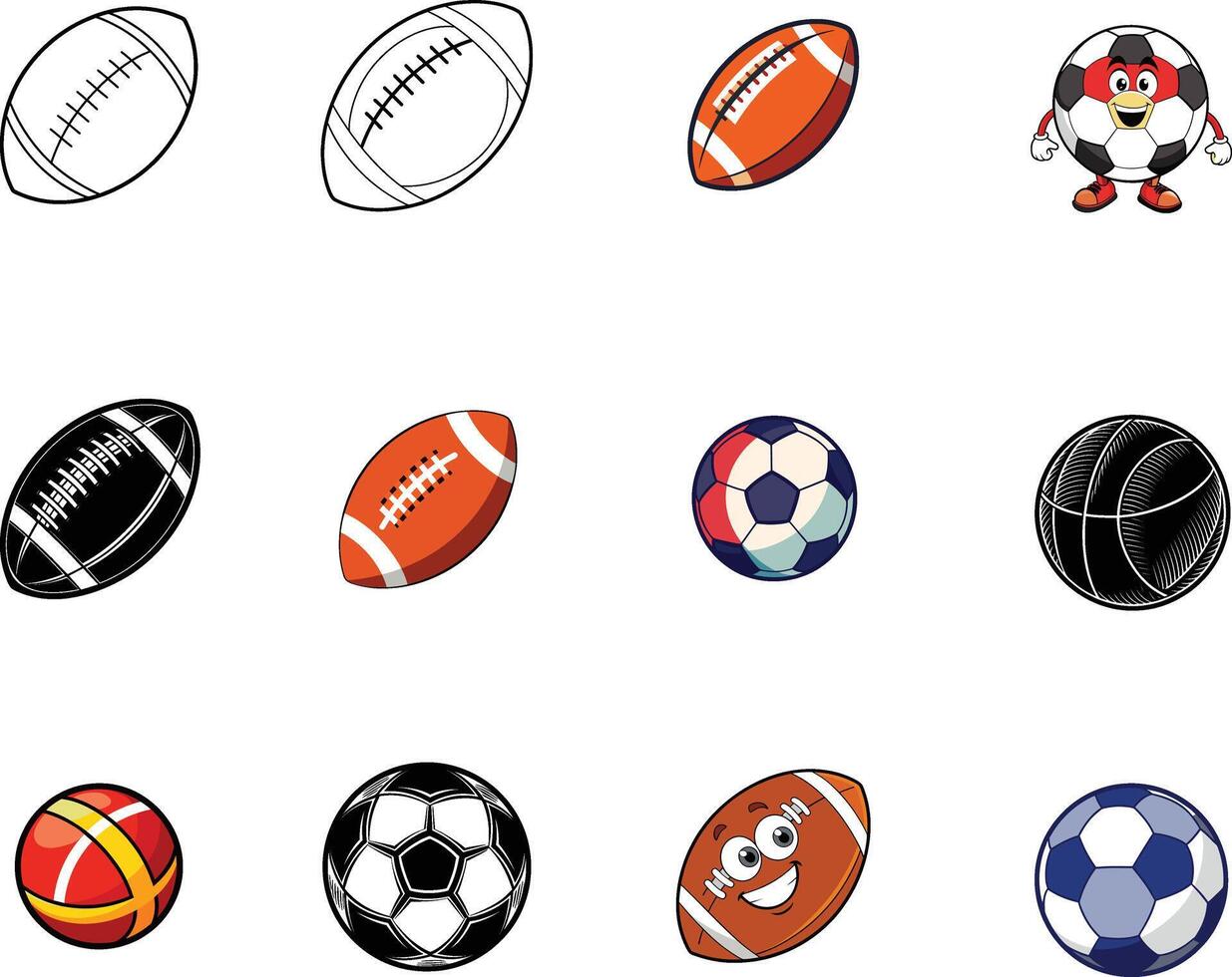 Various soccer balls and soccer balls clip art 51552732 Vector Art at ...