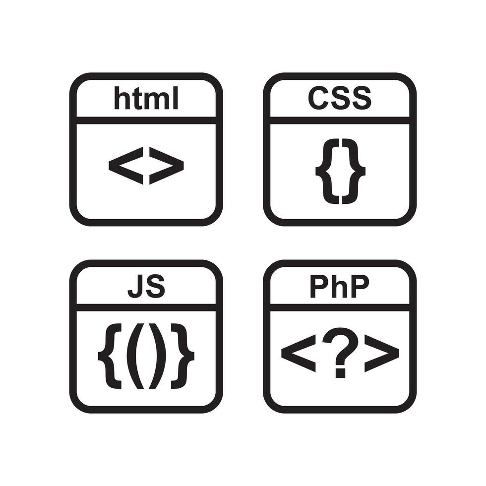 Web Diseño Codificación Y Programación Plano íconos Conjunto Php Html Css Js 51554328