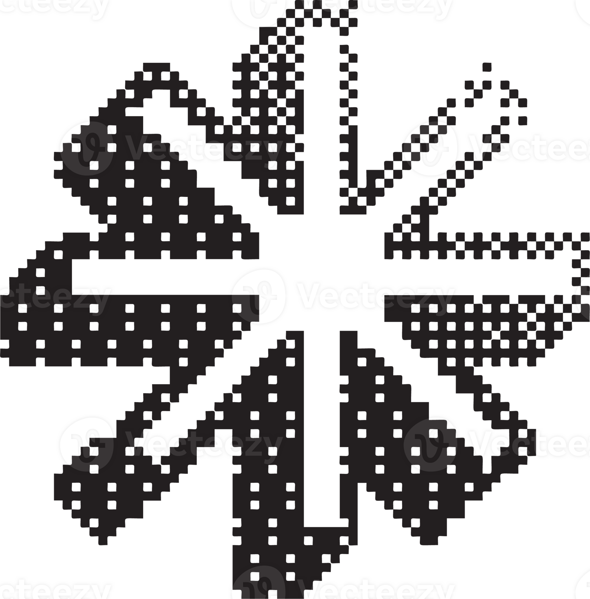 Bitmap pattern star shape. Snowflake halftone gradient element. Y2k ...