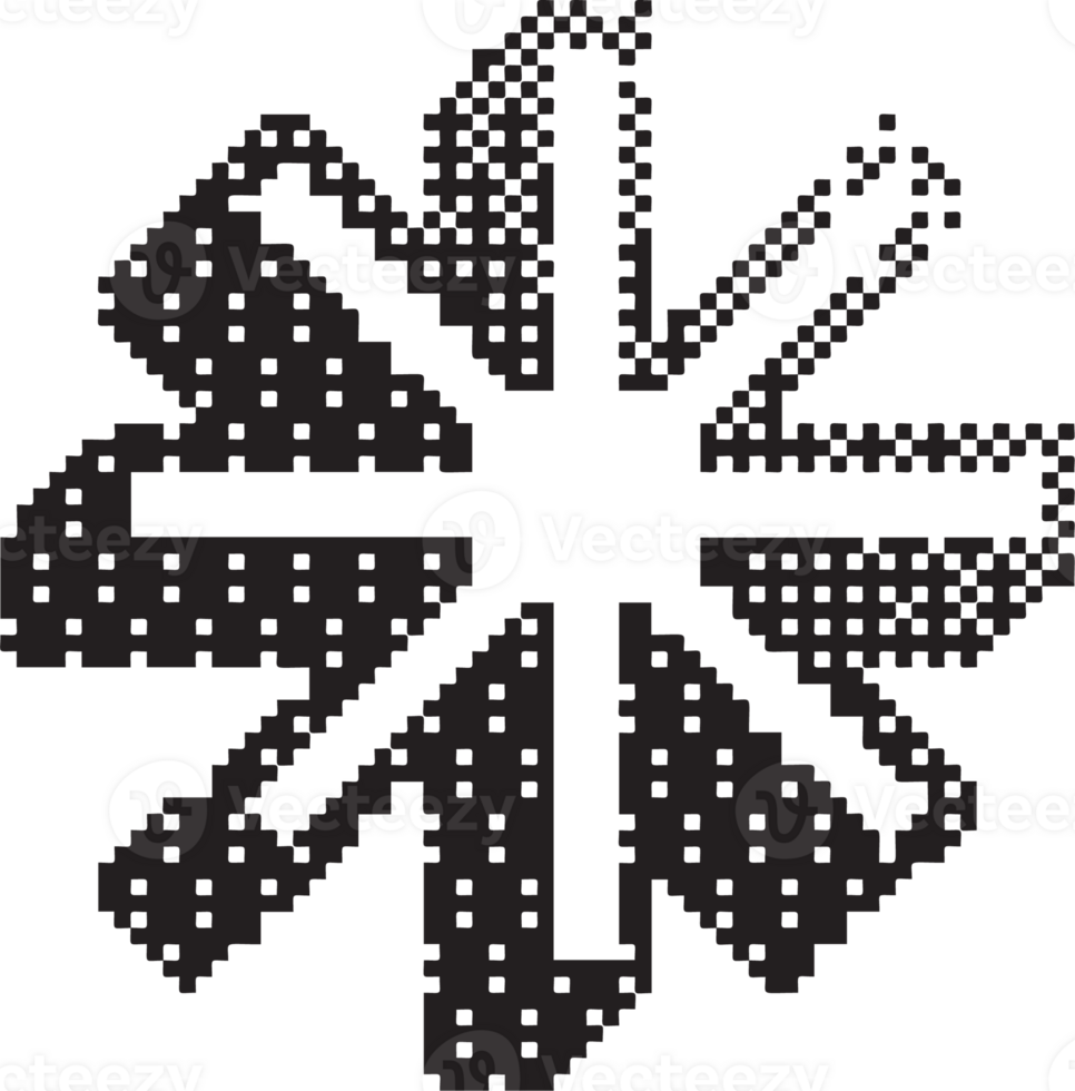 Bitmap Pattern Star Shape Snowflake Halftone Gradient Element Y2k Graphic Abstract Icon