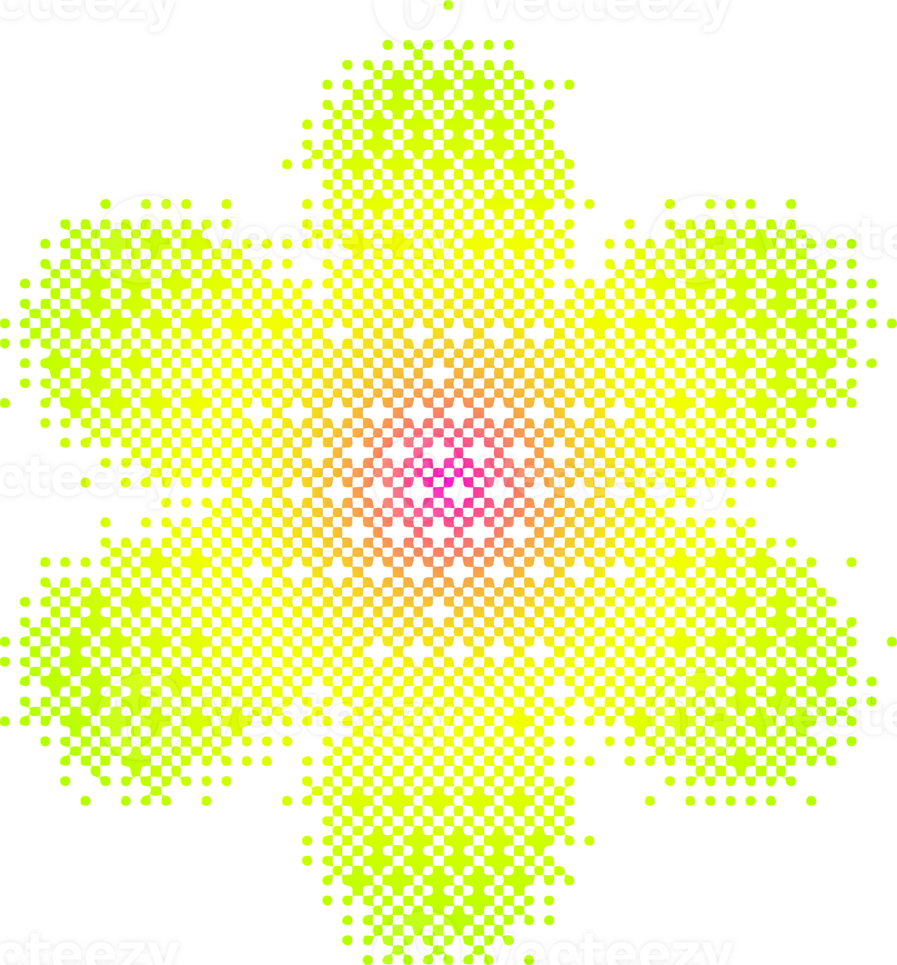 Pixel Pattern Flower Shape Textured Daisy With Bitmap Y2k Dither Gradient Retro With Old
