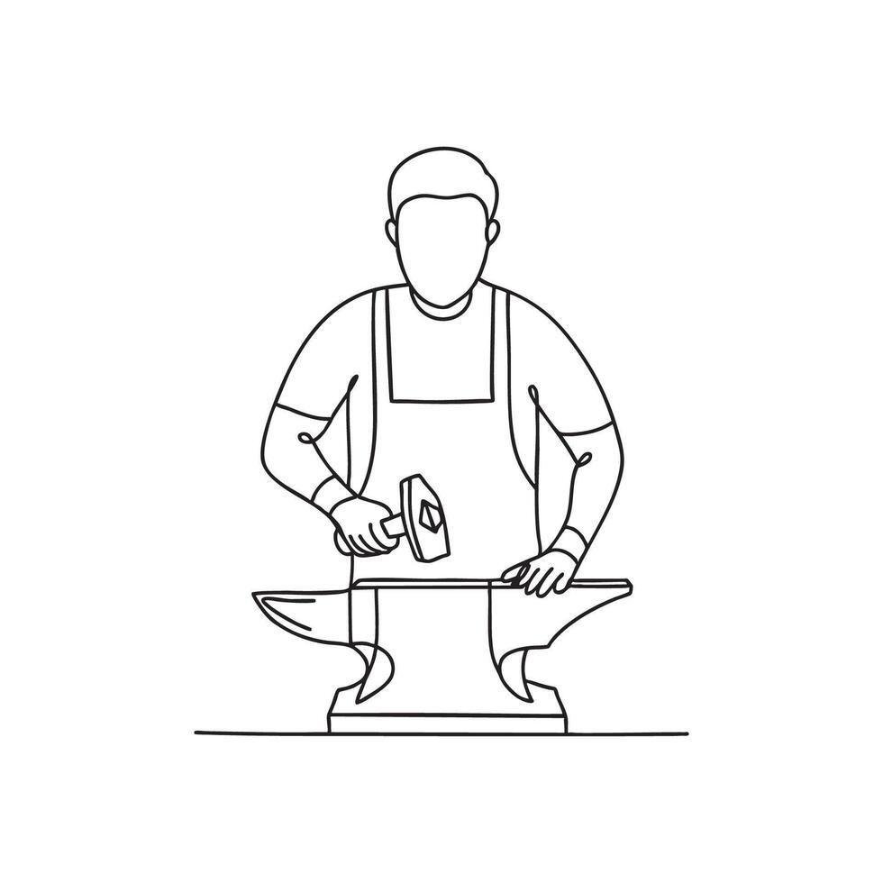 Illustration Of A Blacksmith Using An Anvil To Shape Metal 51558425