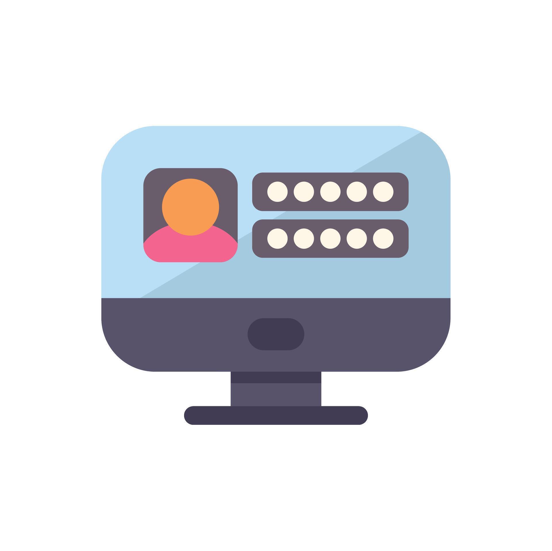 Computer displaying user profile with login and password form 51574132 Vector Art at Vecteezy