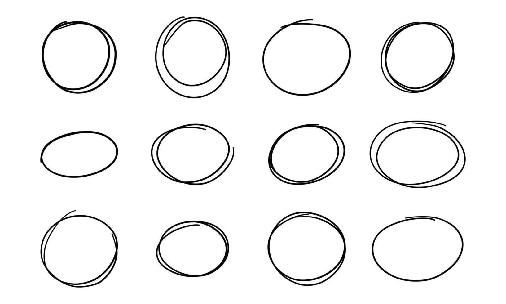 Hand drawn circle line sketch set. circular scribble doodle round ...