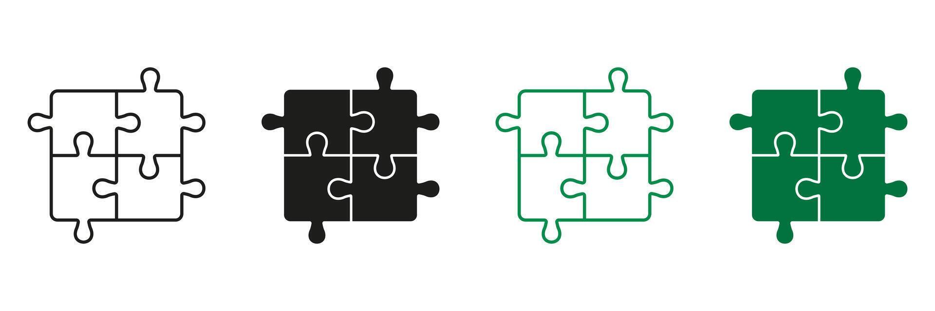 Square Puzzle Logic Game Teamwork Idea Concept Solution Challenge Combination Line And