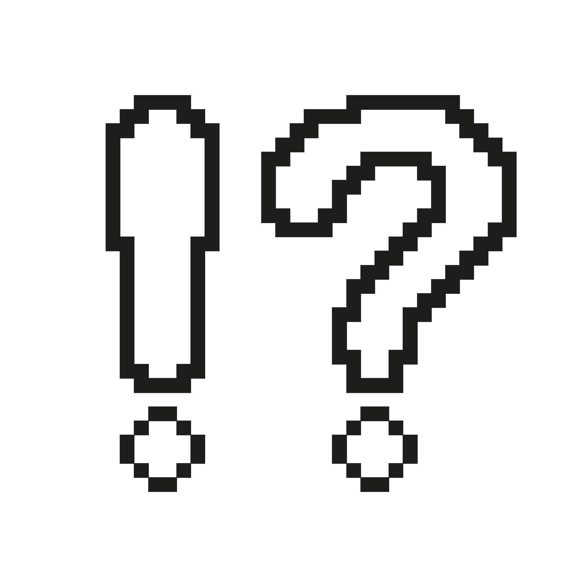 Pixel Art Exclamation And Question Mark Icon. Pixelated Design of ...